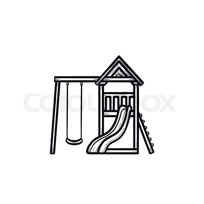 Outdoor playground hand drawn outline ... | Stock vector | Colourbox