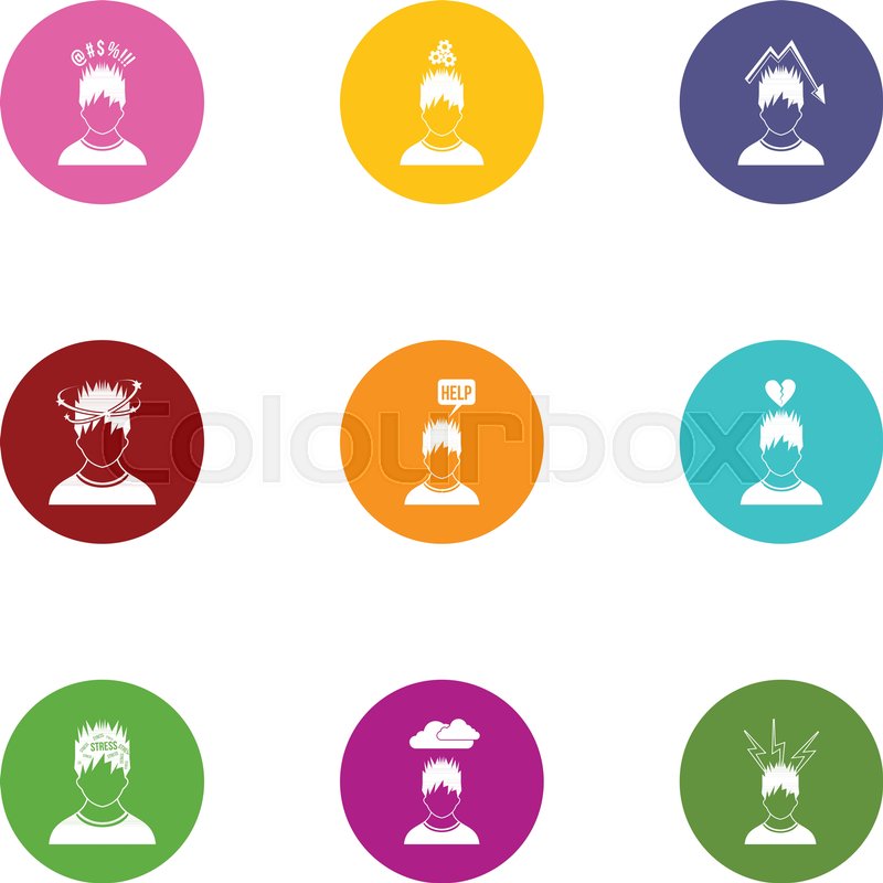 Mood icons set. Flat set of 9 mood ... | Stock vector | Colourbox