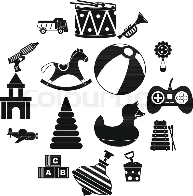 Different kids toys icons set. Simple ... | Stock vector | Colourbox