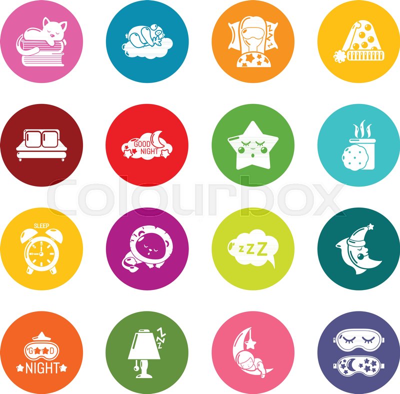 Sleeping icons set vector colorful ... | Stock vector | Colourbox