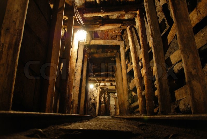 Interior of black coal mine | Stock image | Colourbox