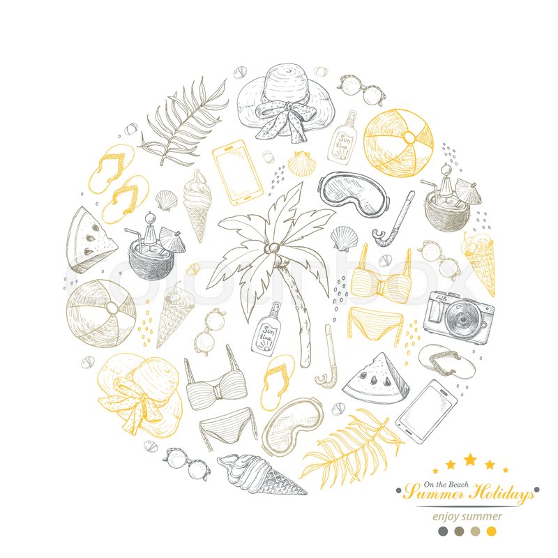 Vector circle from summer beach ... | Stock vector | Colourbox