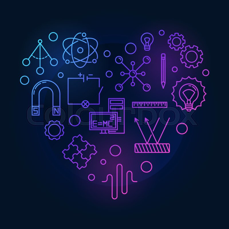 Physics icons in heart shape - vector ... | Stock vector | Colourbox