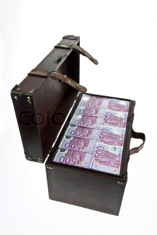 A large chest with euro banknotes | Stock Photo | Colourbox
