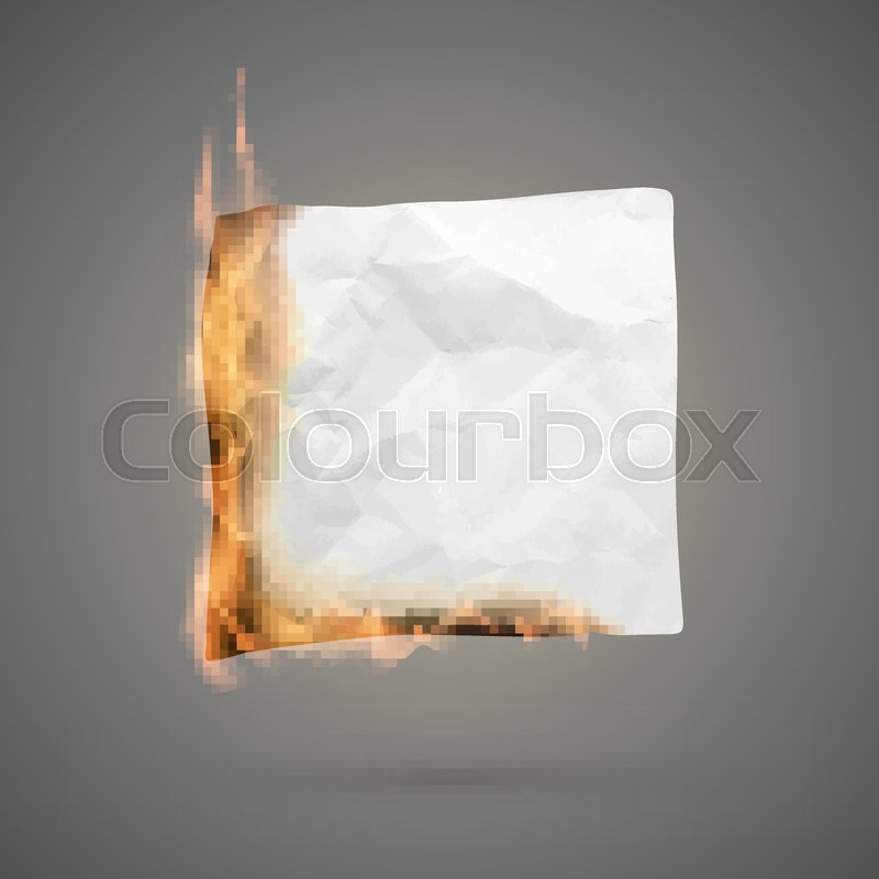 Burning piece of crumpled paper. ... | Stock vector | Colourbox