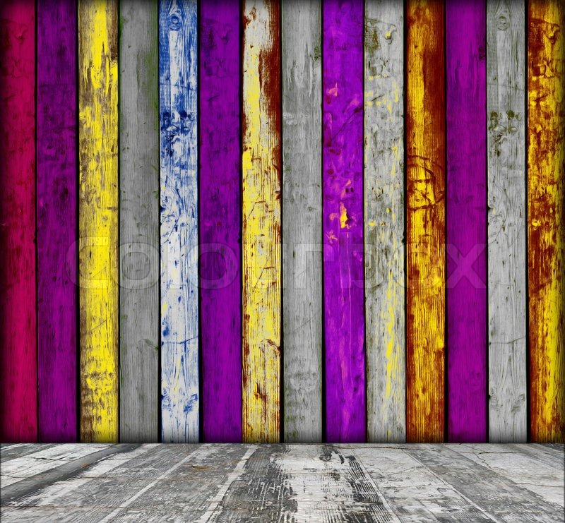 Empty Wooden Room with Multicolored ... | Stock image | Colourbox