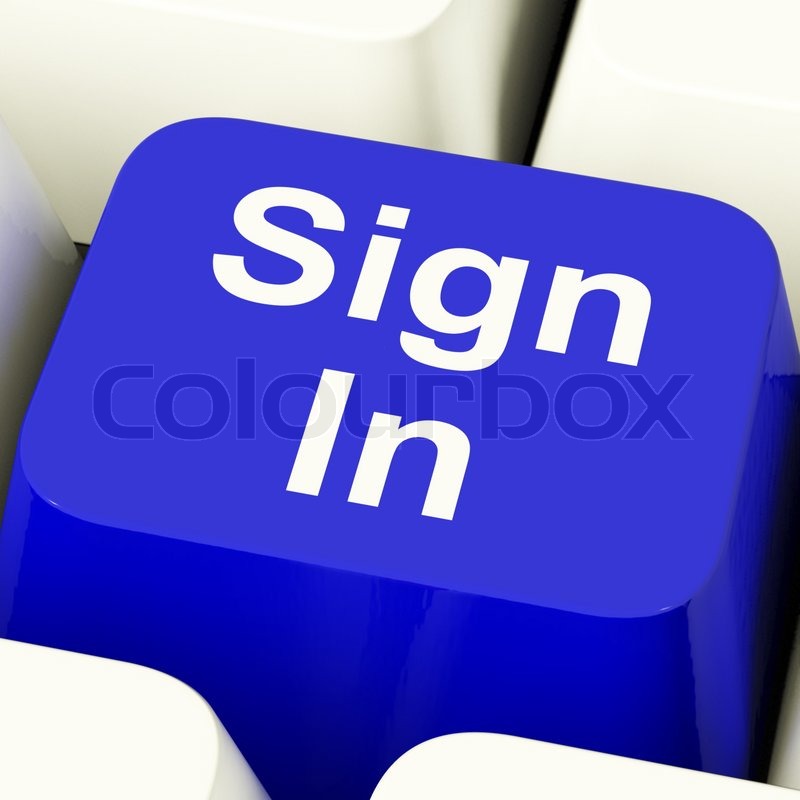 Sign In Computer Key In Blue Showing ... | Stock image | Colourbox