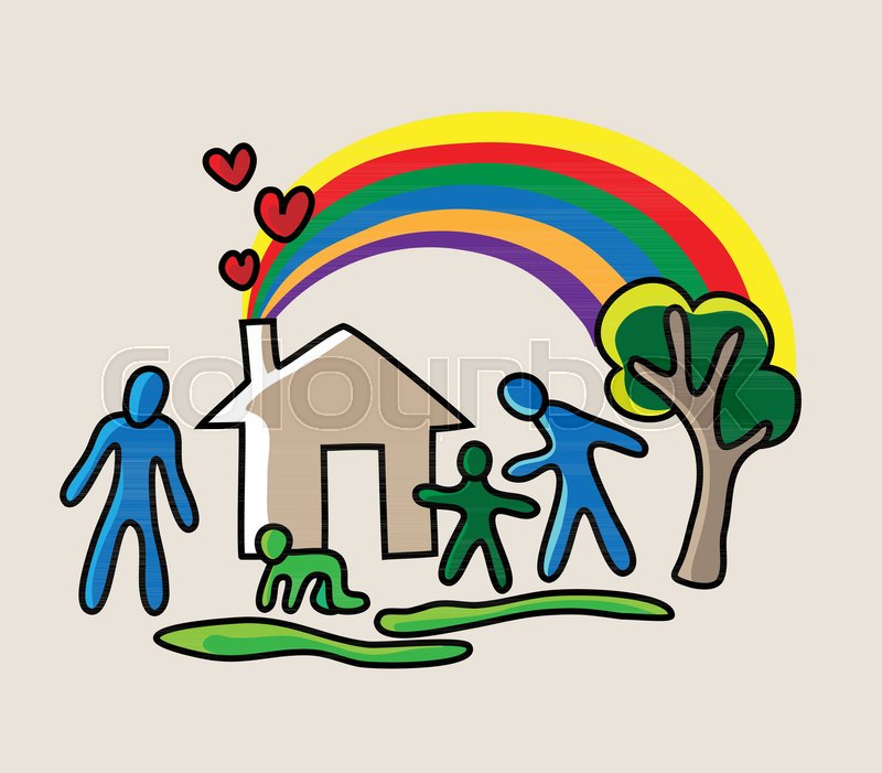 Happy Home Happy family, art vector ... | Stock vector | Colourbox