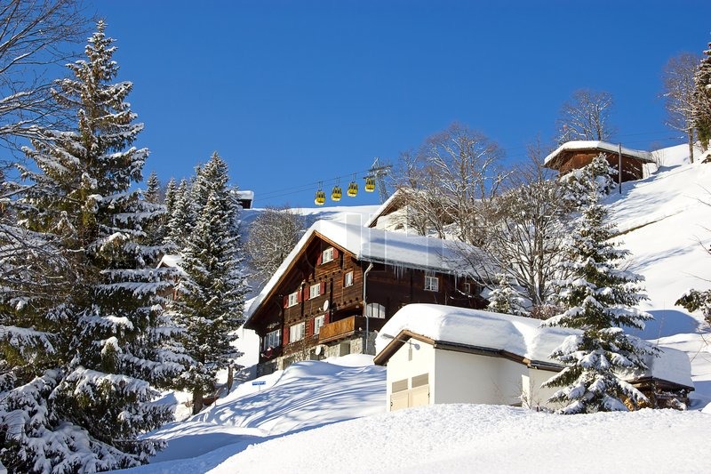 Vinter i de schweiziske alper , Schweiz | Stock foto | Colourbox