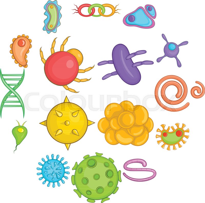 Virus icons set in cartoon style. ... | Stock vector | Colourbox