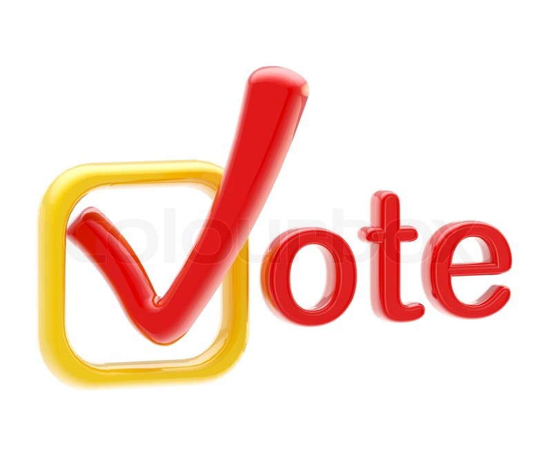 Vote emblem red and orange symbol made ... | Stock image | Colourbox