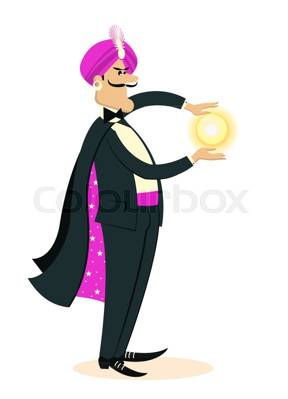 Magician man doing a trick with Magic ... | Stock vector | Colourbox