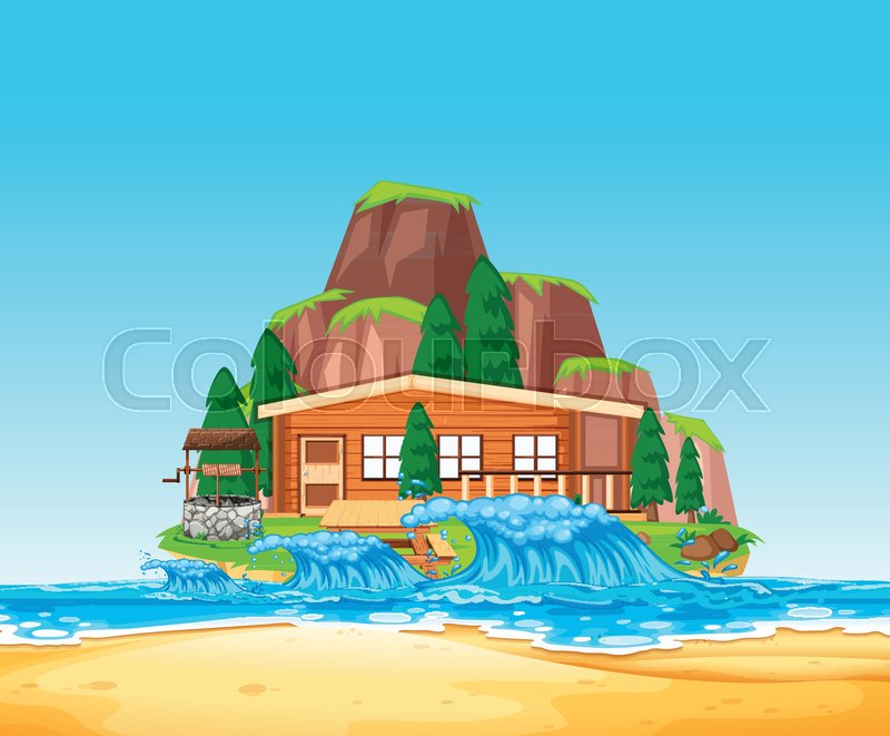 A Beach Front House Vector ... | Stock vector | Colourbox