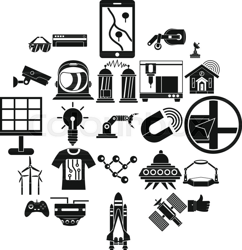 Near future icons set. Simple set of ... | Stock vector | Colourbox