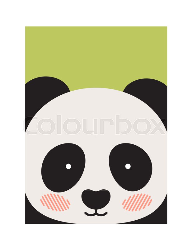 Round panda s face isolated on green ... | Stock vector | Colourbox