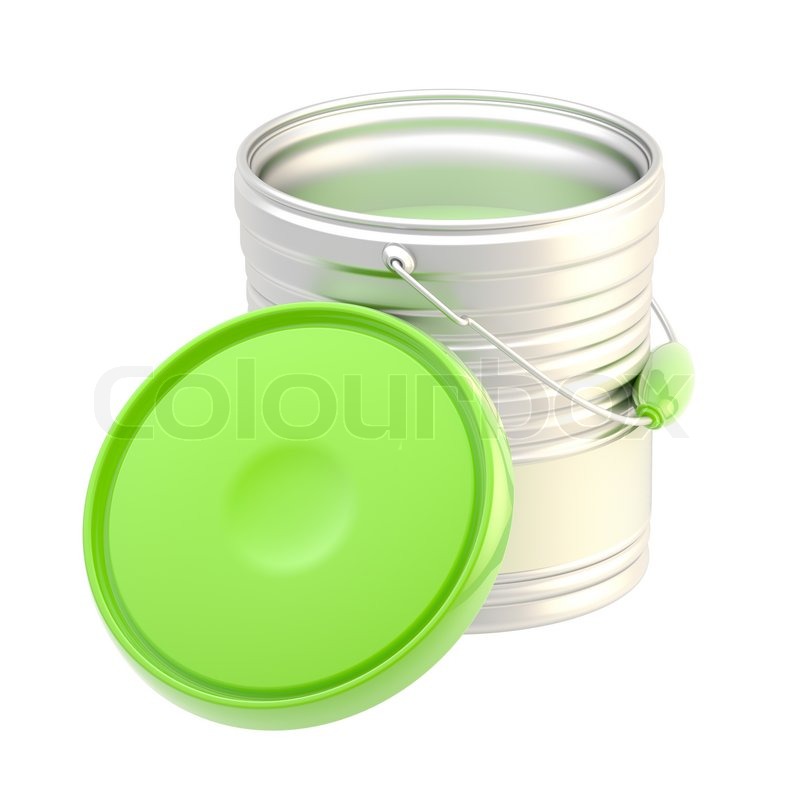 Glossy metal green paint bucket ... | Stock image | Colourbox