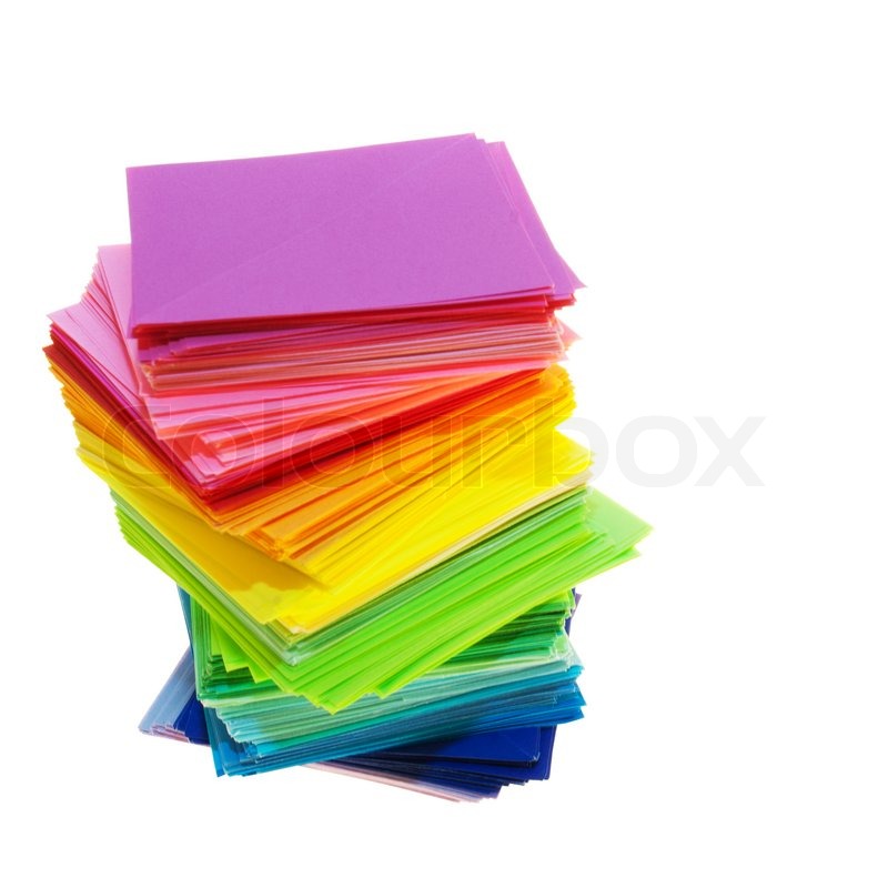 Various color paper stack like a ... | Stock image | Colourbox