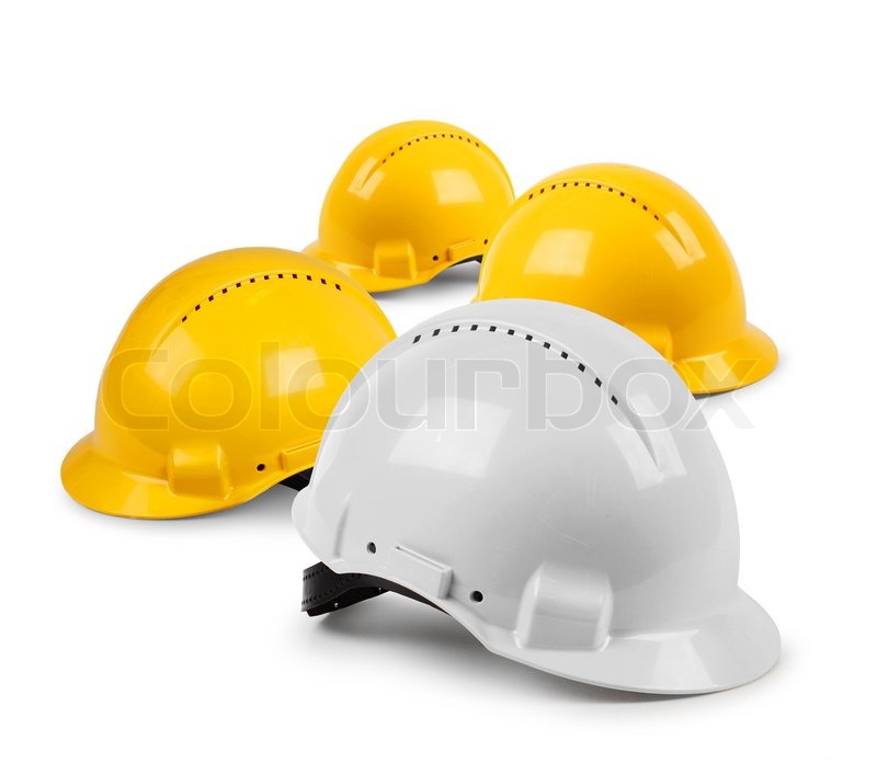 Four hard hat work team, protective ... | Stock image | Colourbox