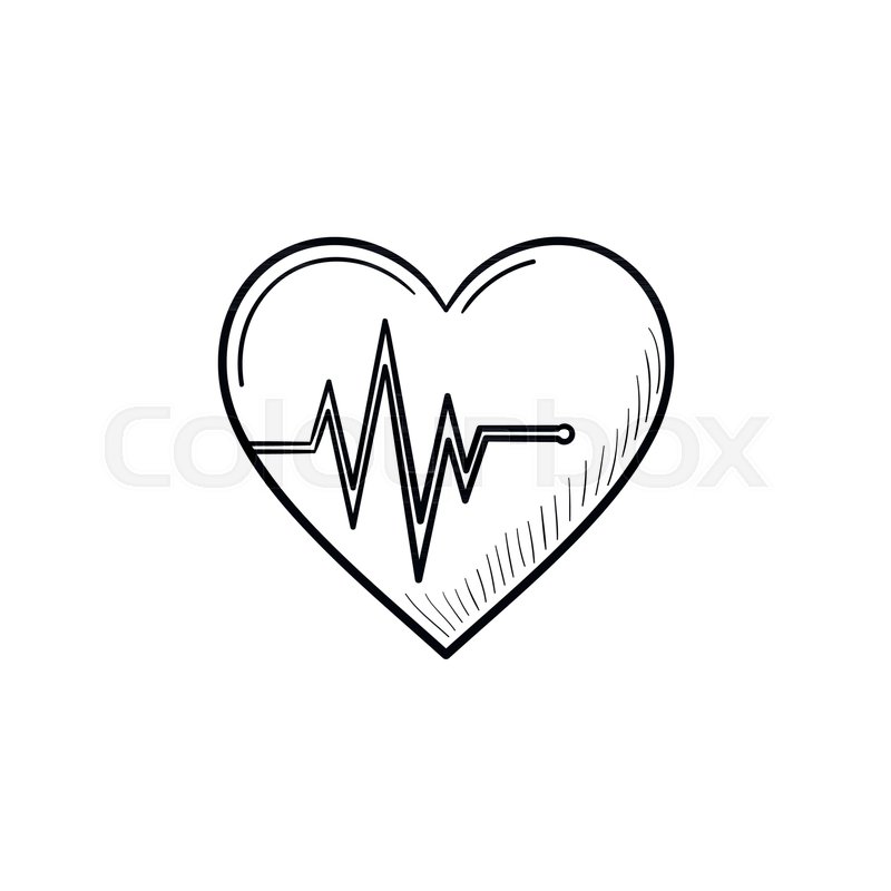 Heart beat rate hand drawn outline ... | Stock vector | Colourbox