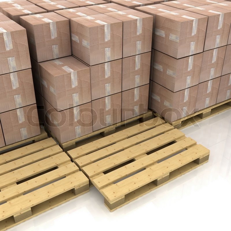 Cardboard boxes on wooden pallets | Stock Photo | Colourbox