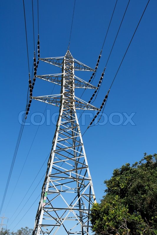 Steel support of overhead power ... | Stock image | Colourbox