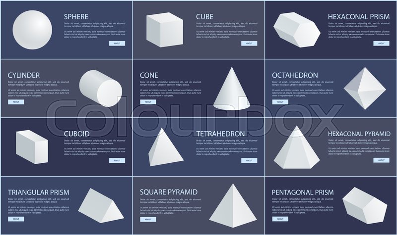 Sphere and cube, cone and cuboid ... | Stock vector | Colourbox