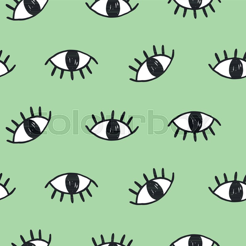 Modern hand drawn eye doodles seamless ... | Stock vector | Colourbox