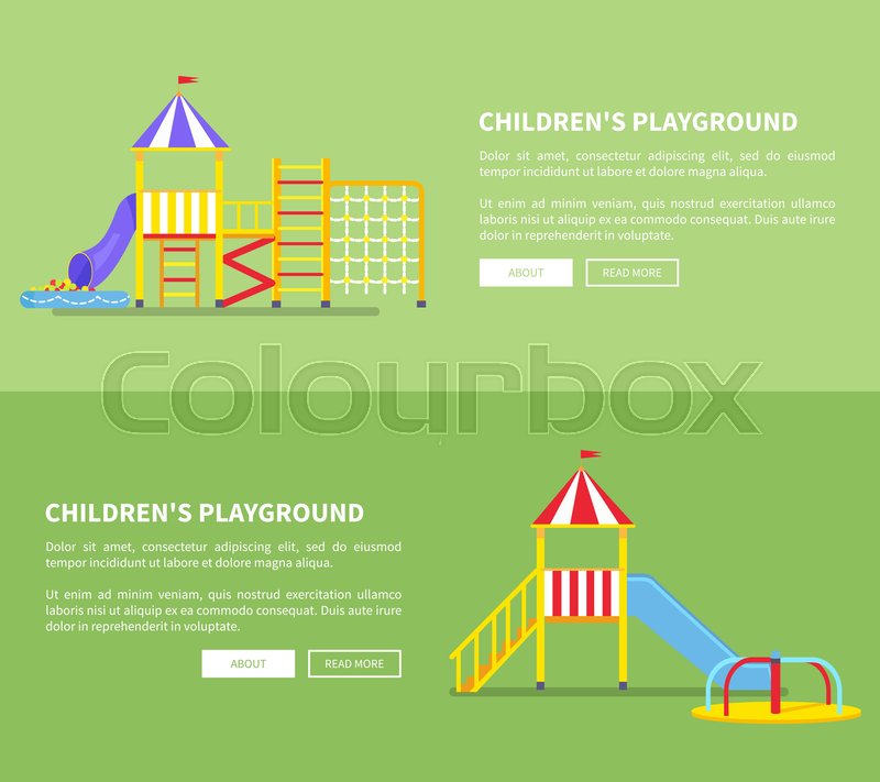 Childrens playground set of posters ... | Stock vector | Colourbox
