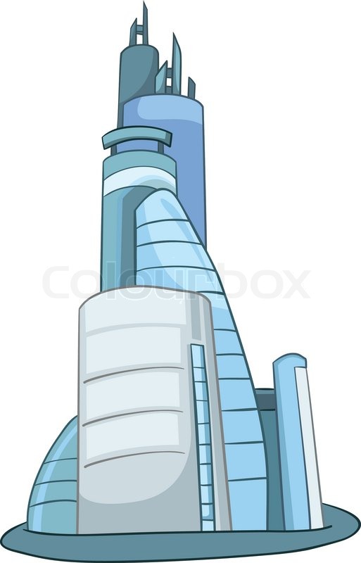 Cartoon Illustration Skyscraper Isolated on White Background | Stock ...