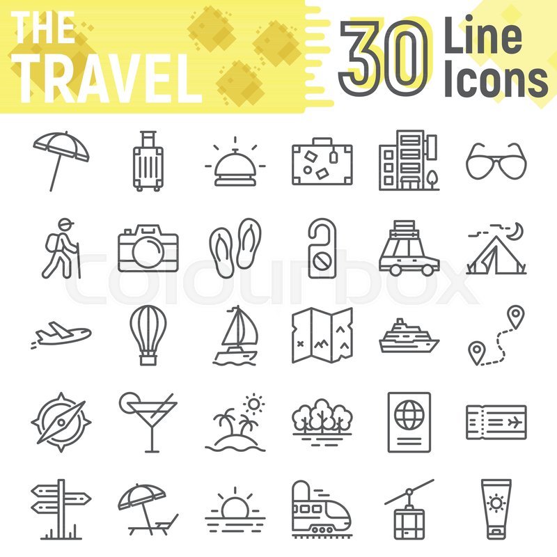 Travel line icon set, tourism symbols ... | Stock-Vektor | Colourbox