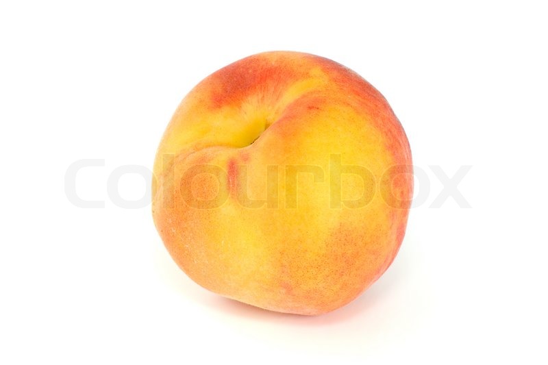 Single orange peach isolated on the ... | Stock image | Colourbox