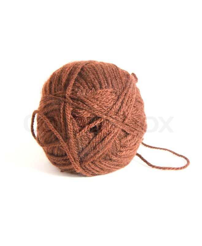 Ball of brown wool thread for knitting ... | Stock image | Colourbox