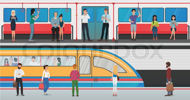 Crowded Subway Cartoon