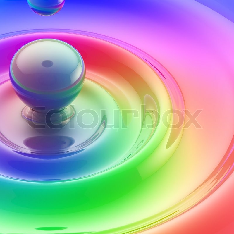 Rainbow colored liquid paint drop with ... | Stock image | Colourbox