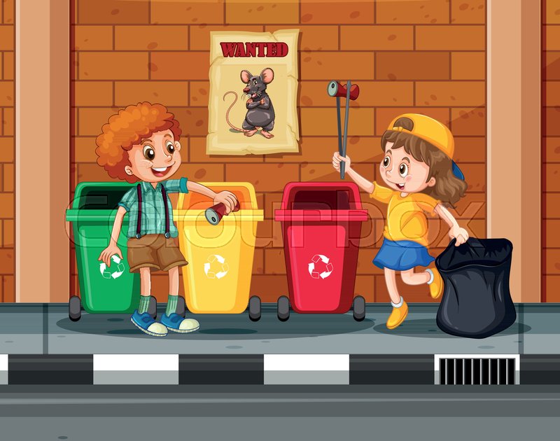 Children Collecting and Cleaning City ... | Stock vector | Colourbox