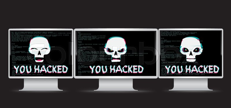 Funny and angry white hacker skull ... | Stock vector | Colourbox