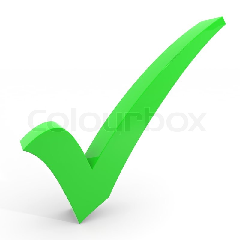 3D grønt flueben på hvid baggrund. | stock foto | Colourbox