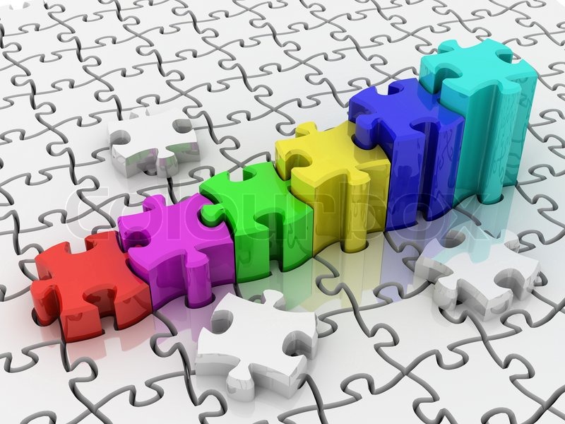 Farbige Grafik aus Puzzle auf weißem Hintergrund | Stockfoto | Colourbox