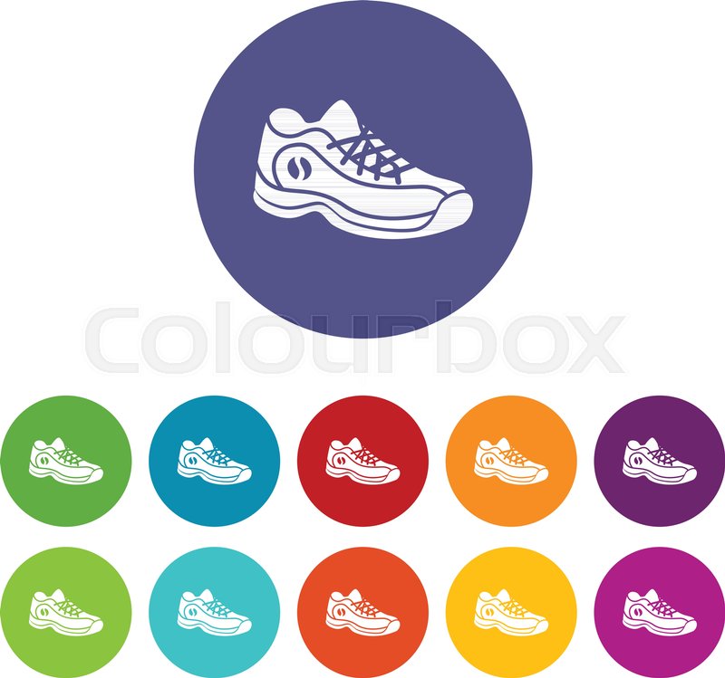 Sneakers icons color set vector for ... | Stock vector | Colourbox
