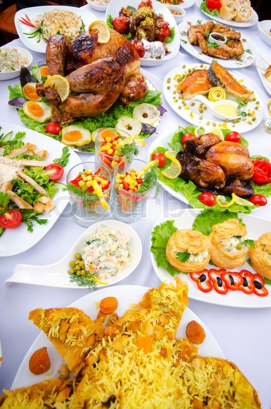 Table served with tasty meals | Stock image | Colourbox