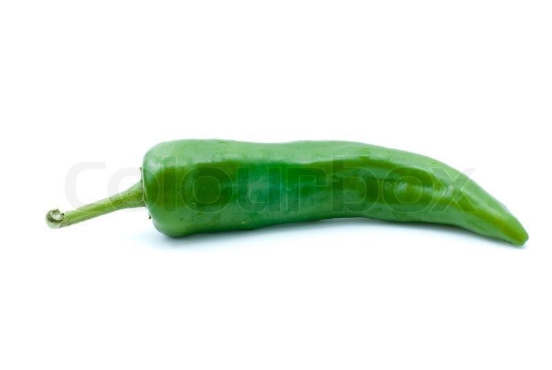 SIngle green chili pepper isolated on ... | Stock image | Colourbox