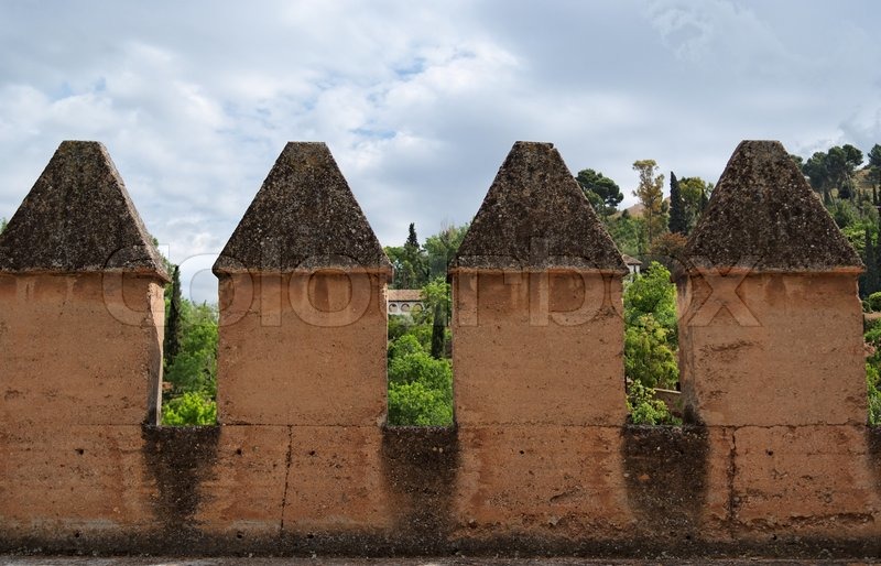 Wall crenellations in medieval castle ... | Stock image | Colourbox