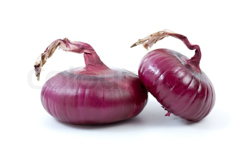 Pair of purple onions isolated on the ... | Stock image | Colourbox
