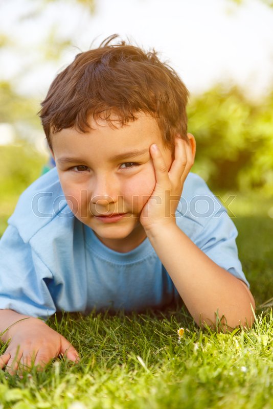 Child kid little boy thinking think ... | Stock image | Colourbox