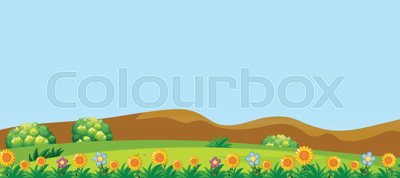 A Beautiful Flowers Hills Landscape ... | Stock vector | Colourbox