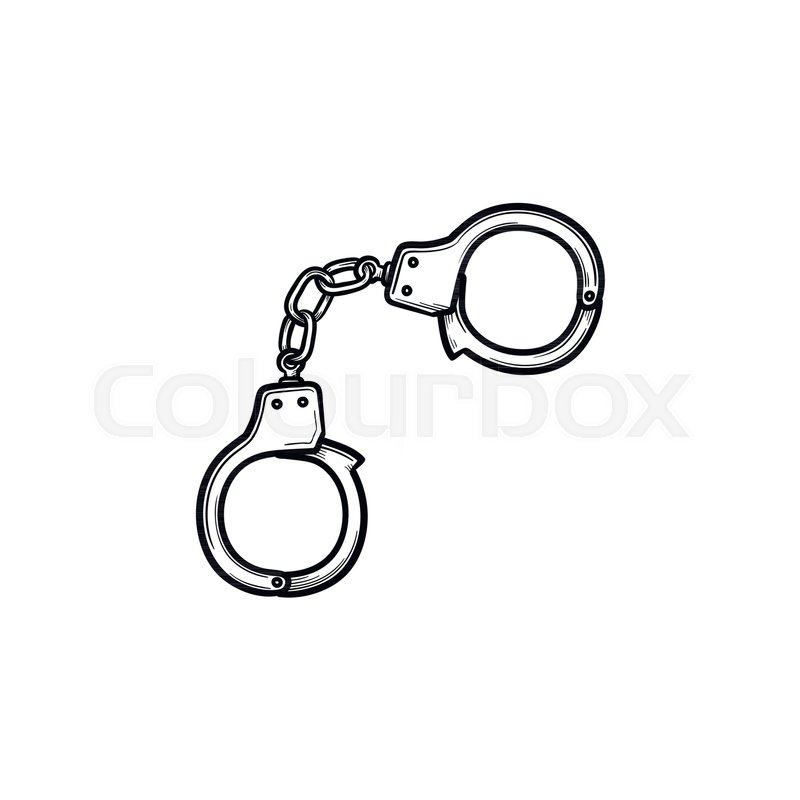 Police handcuffs hand drawn outline ... | Stock vector | Colourbox