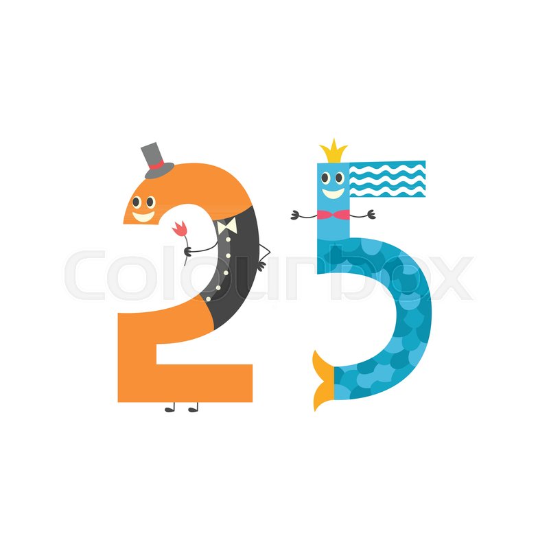 Number twenty five cute cartoon ... | Stock vector | Colourbox