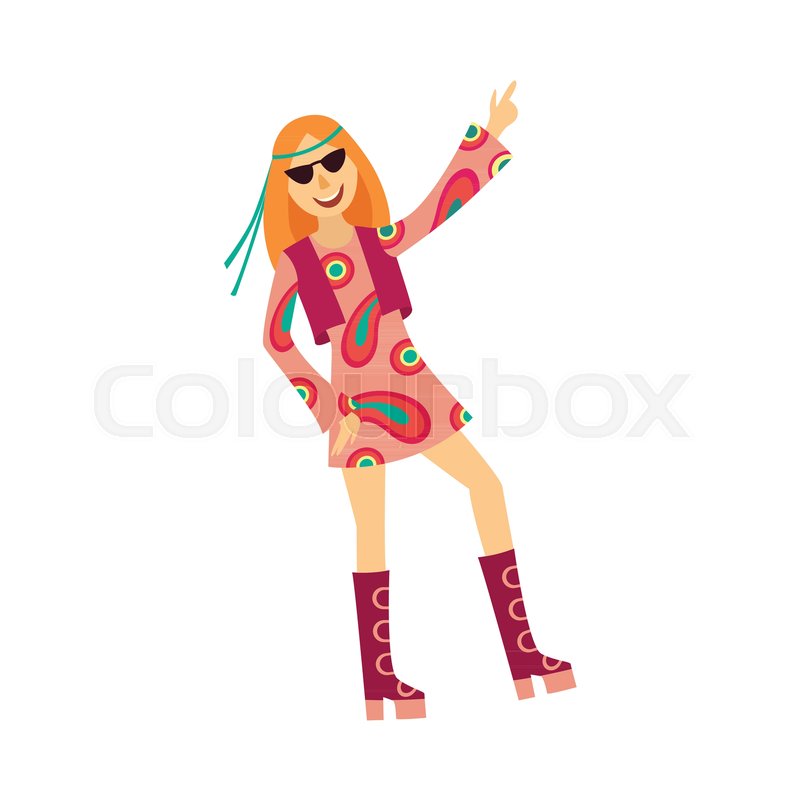 Woman dancing disco in 70s style ... | Stock vector | Colourbox