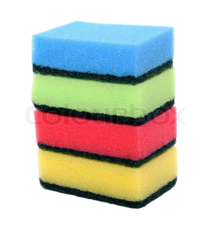 Four multi-coloured kitchen sponges for ... | Stock image | Colourbox