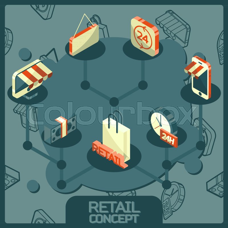 Retail color concept isometric icons. ... | Stock vector | Colourbox
